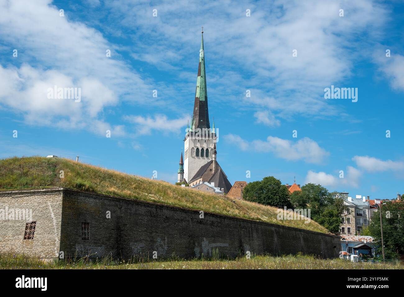 Tower of saint Olaf church in the old city of Tallinn Estonia. Medieval ...