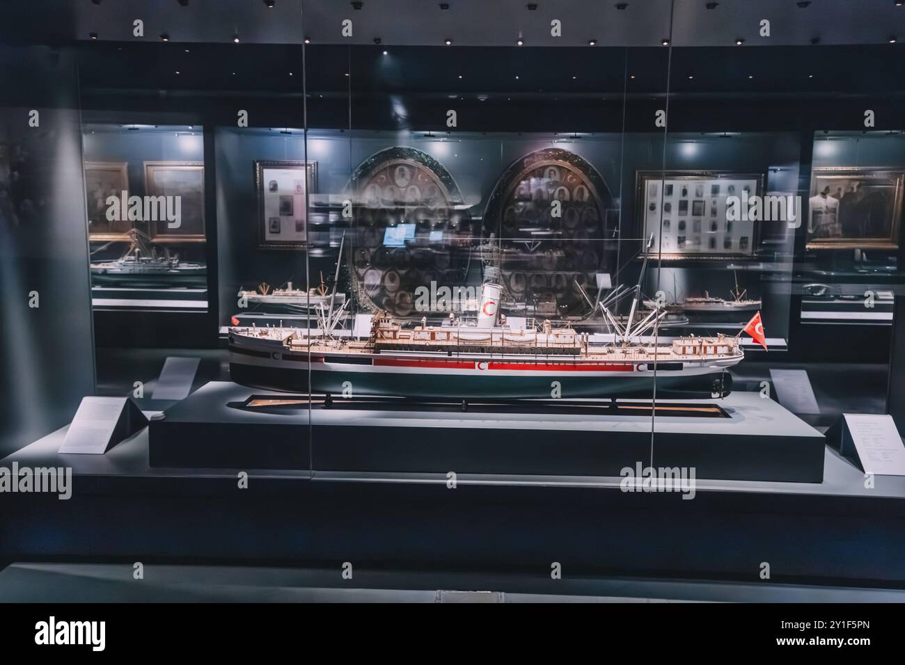 09 July 2024, Deniz Museum, Istanbul, Turkey: A miniature model of a ...