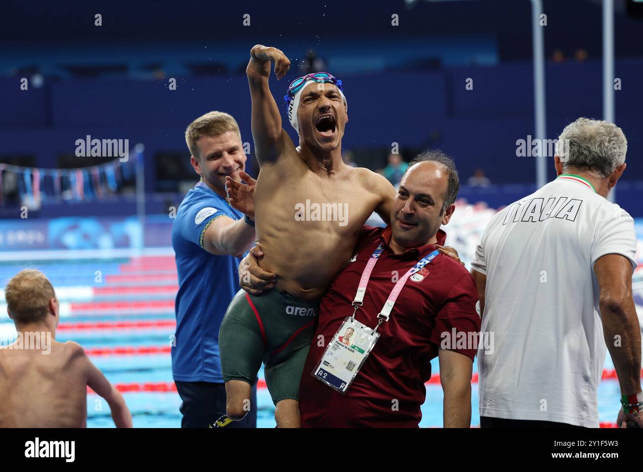 Turkey's Umut Unlu, carried by Mehmet Ali Albas, celebrates winning the ...