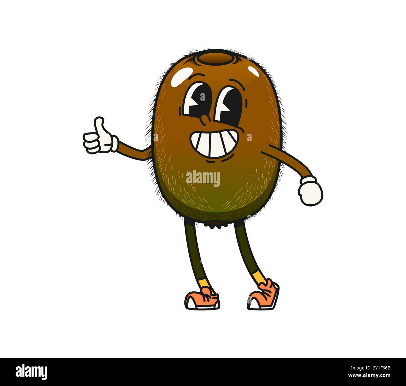 Cartoon groovy kiwi fruit character. Isolated vector ripe, sweet ...