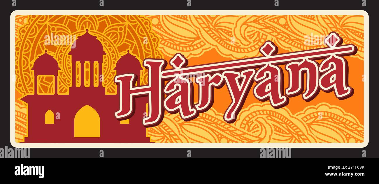 Haryana Indian state sign retro travel plate or banner. Vector travel ...