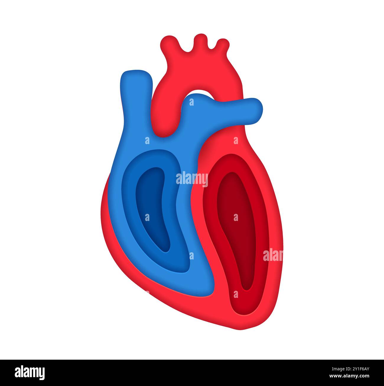 Paper cut human heart. 3d vector papercut circulatory system organ ...