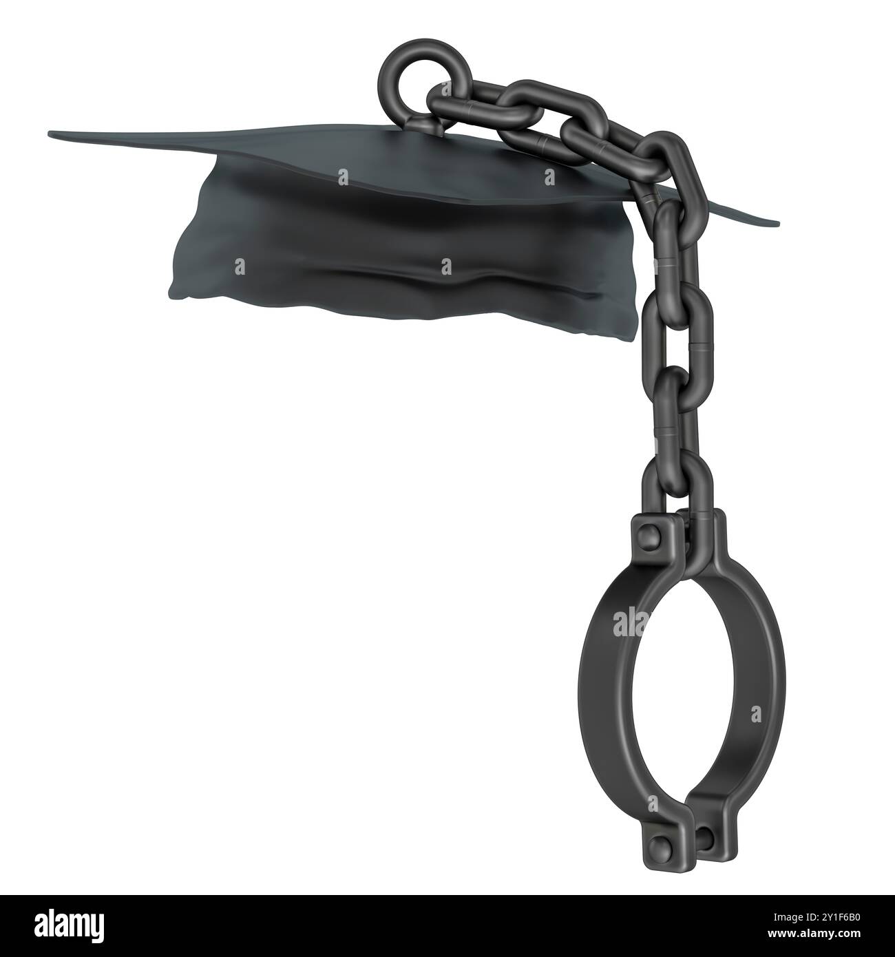 Debt education or prison education, concept. Graduation cap with prison ...