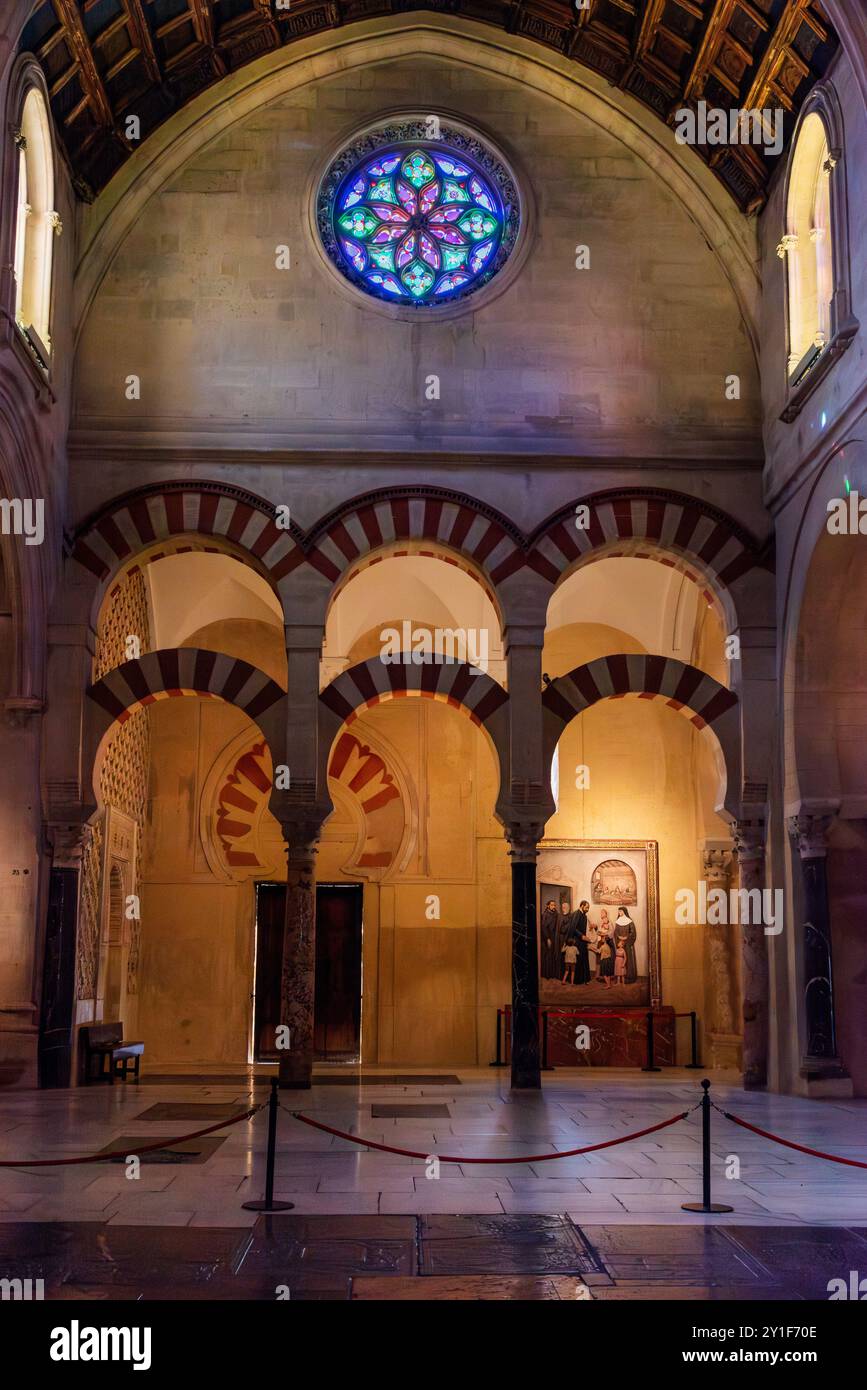 Interior of the cathedral mosque of Cordoba, a room where the two ...