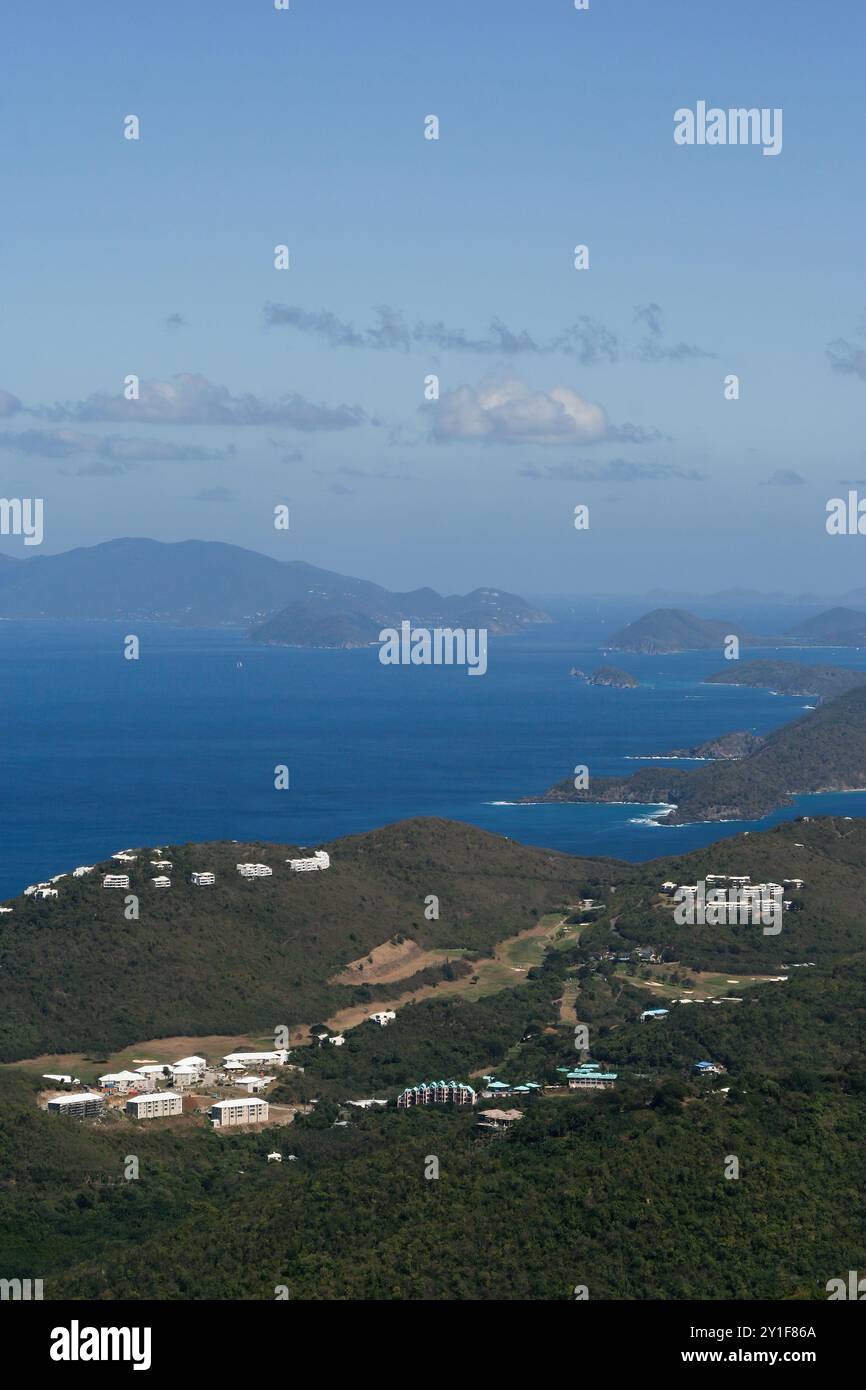 A beautiful view of the island from a scenic overlook in St. Thomas, US ...