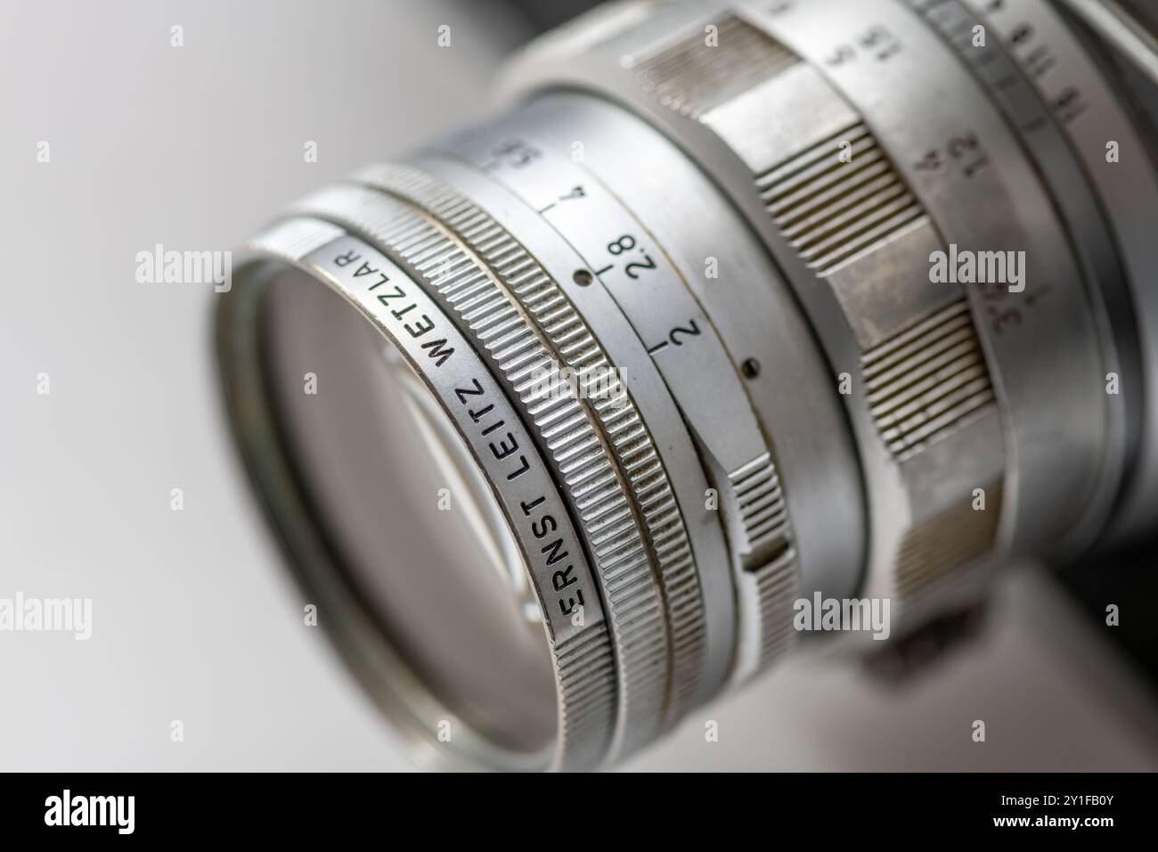 London. UK- 09.03.2024. Close up of a vintage classic Leica photography ...