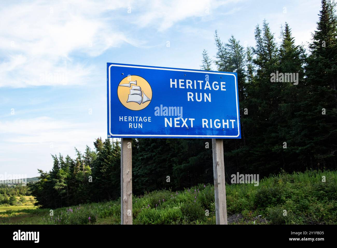 Directional sign to the Heritage Run on the Trans Canada highway in ...