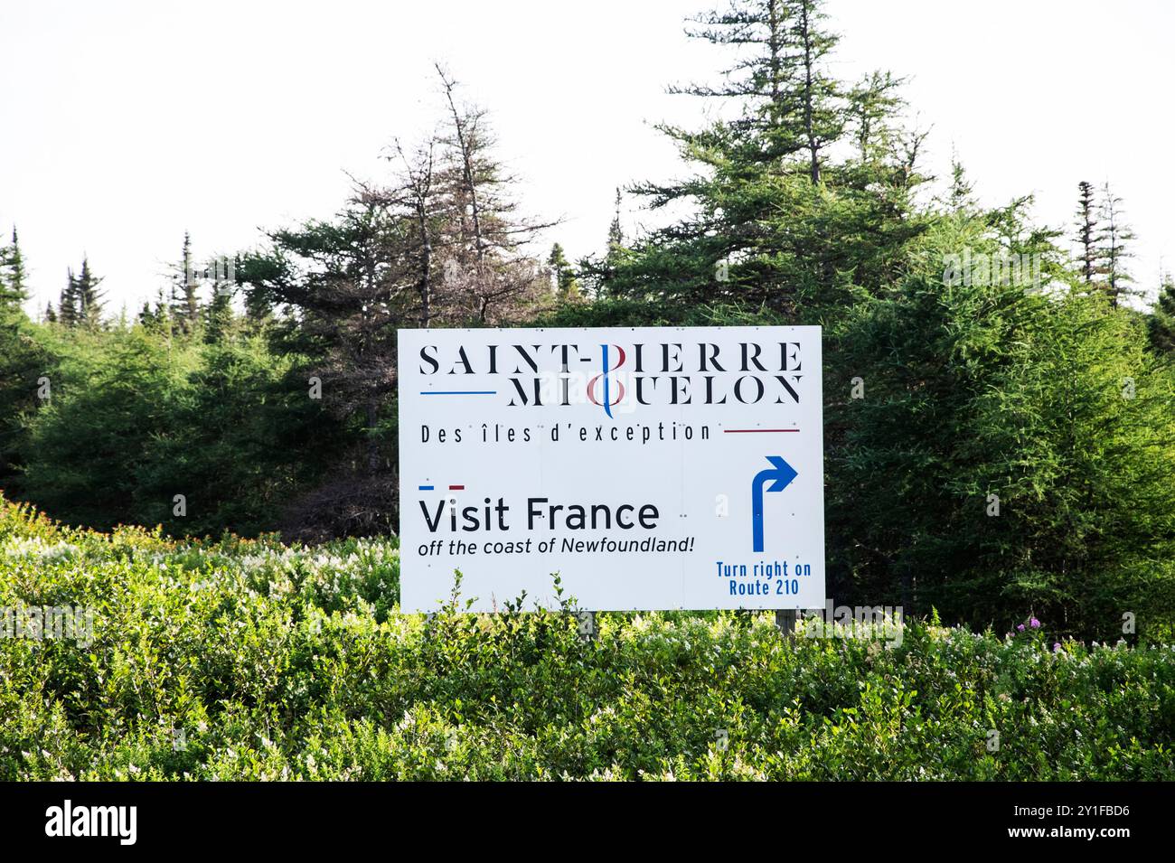 St. Pierre & Miquelon visit France sign at the turn off in Goobies ...