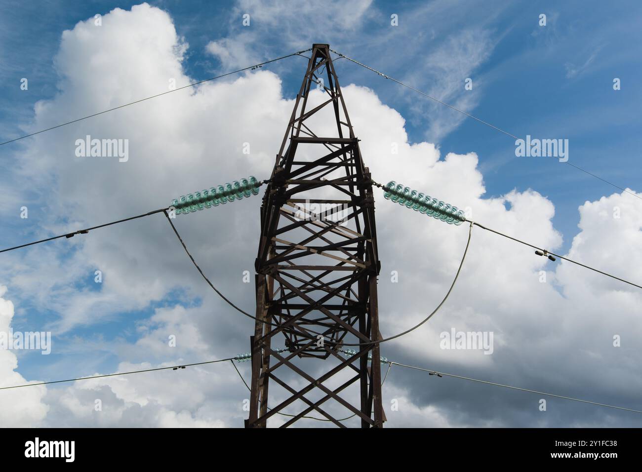 High voltage power line. Photo view from drone Stock Photo - Alamy