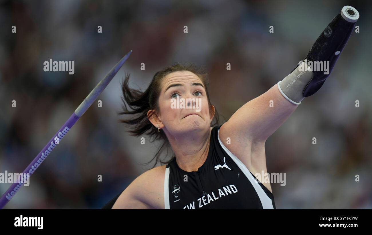New Zealand's Holly Robinson competes during the women's javelin throw ...