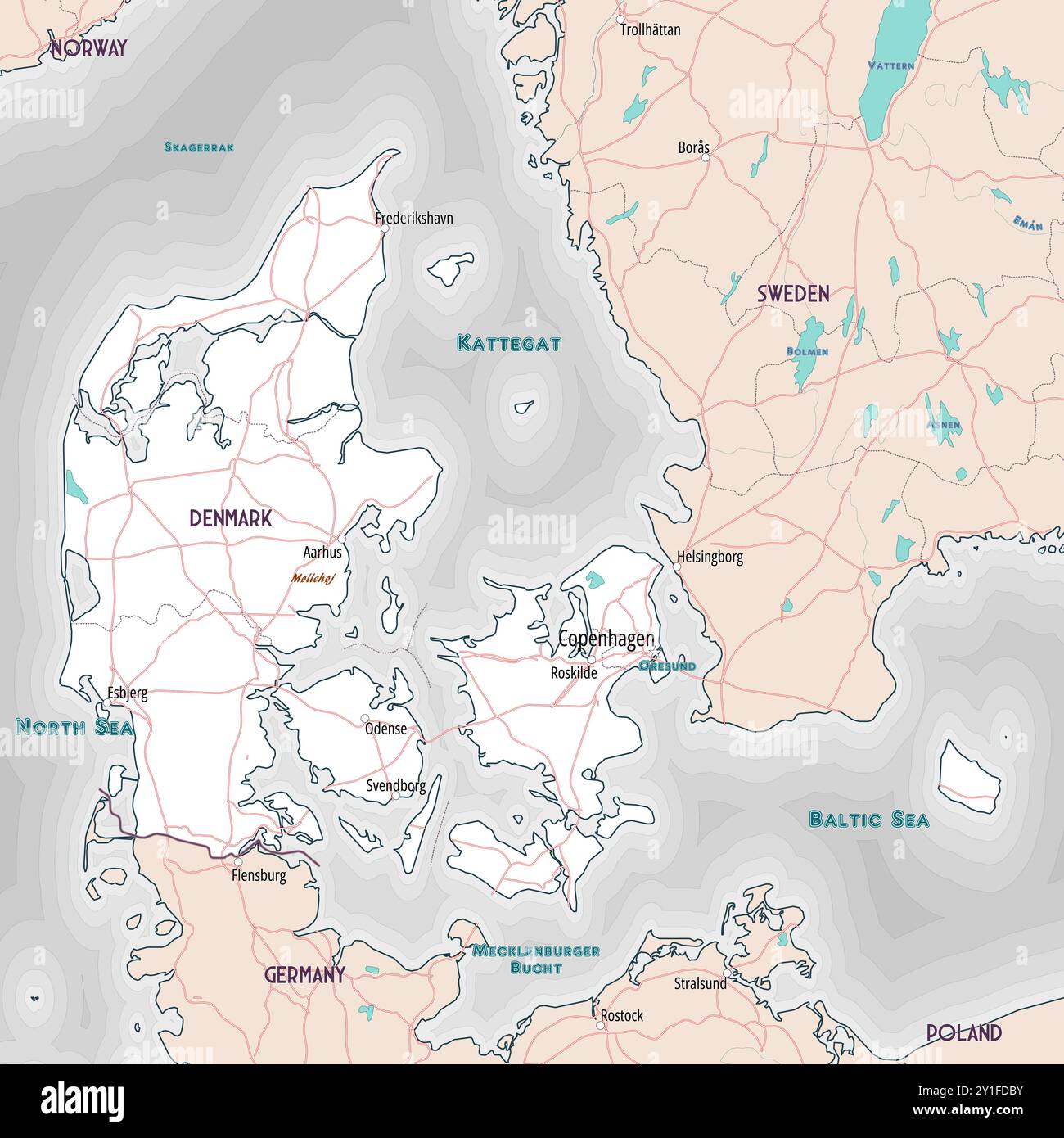 Simple outline map of Denmark coloring page Stock Vector Image & Art - Alamy