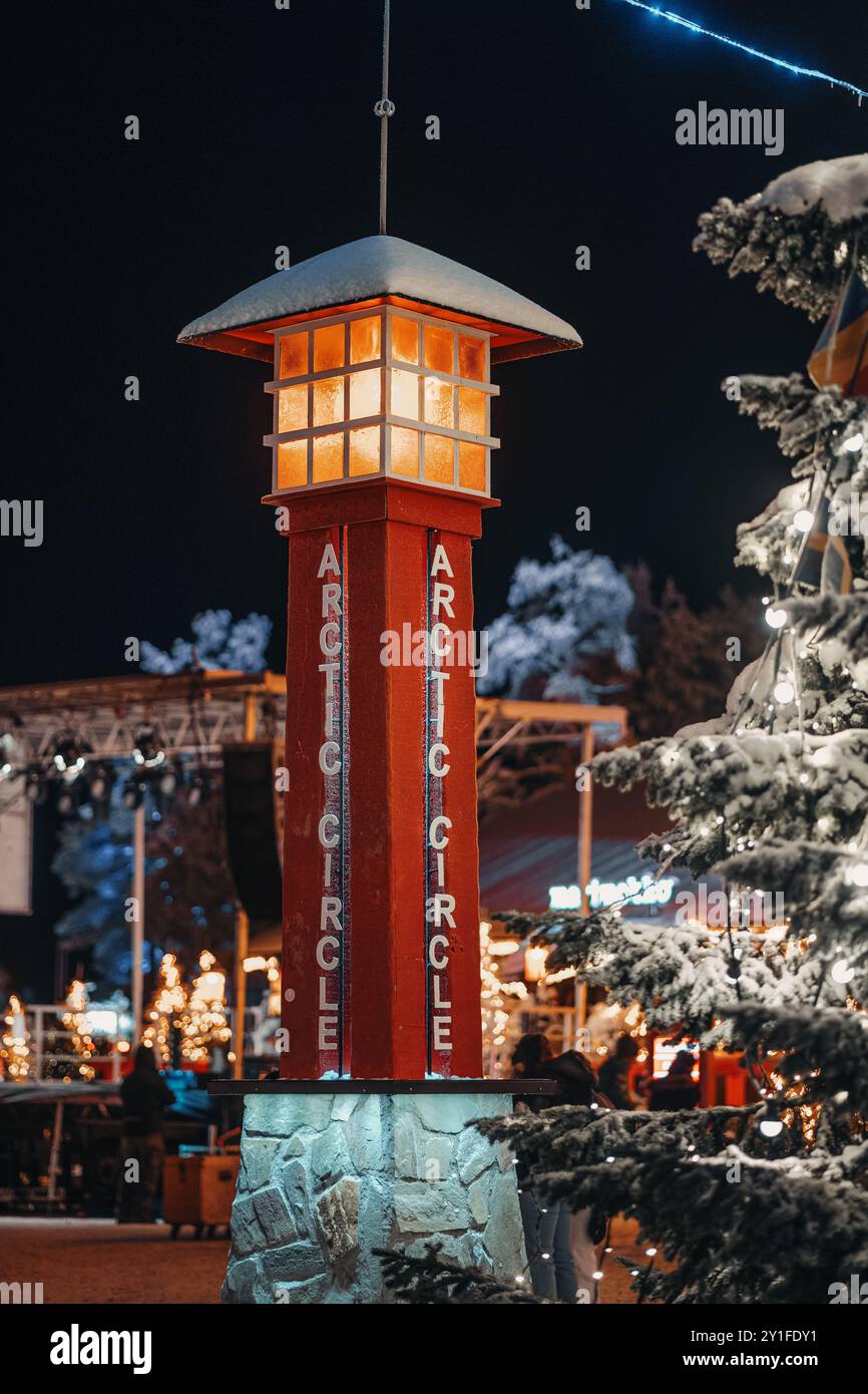 Arctic circle crossing in Santa Claus' Village in Rovaniemi, Lapland at ...