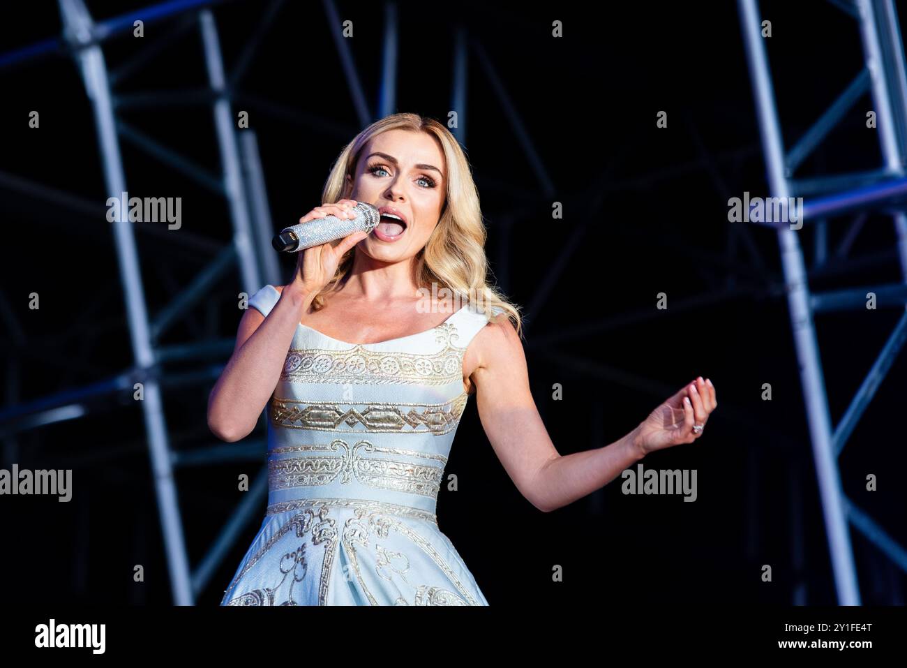 Katherine Jenkins performing on stage in Maldon, Essex, UK. Welsh ...