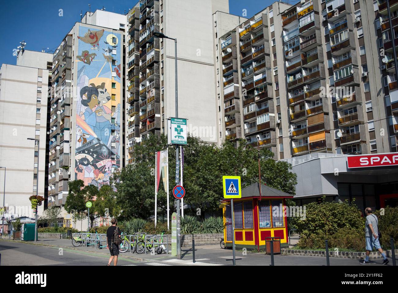 The mural of the legendary Macskafogo (Cat City) animation is seen on a ...