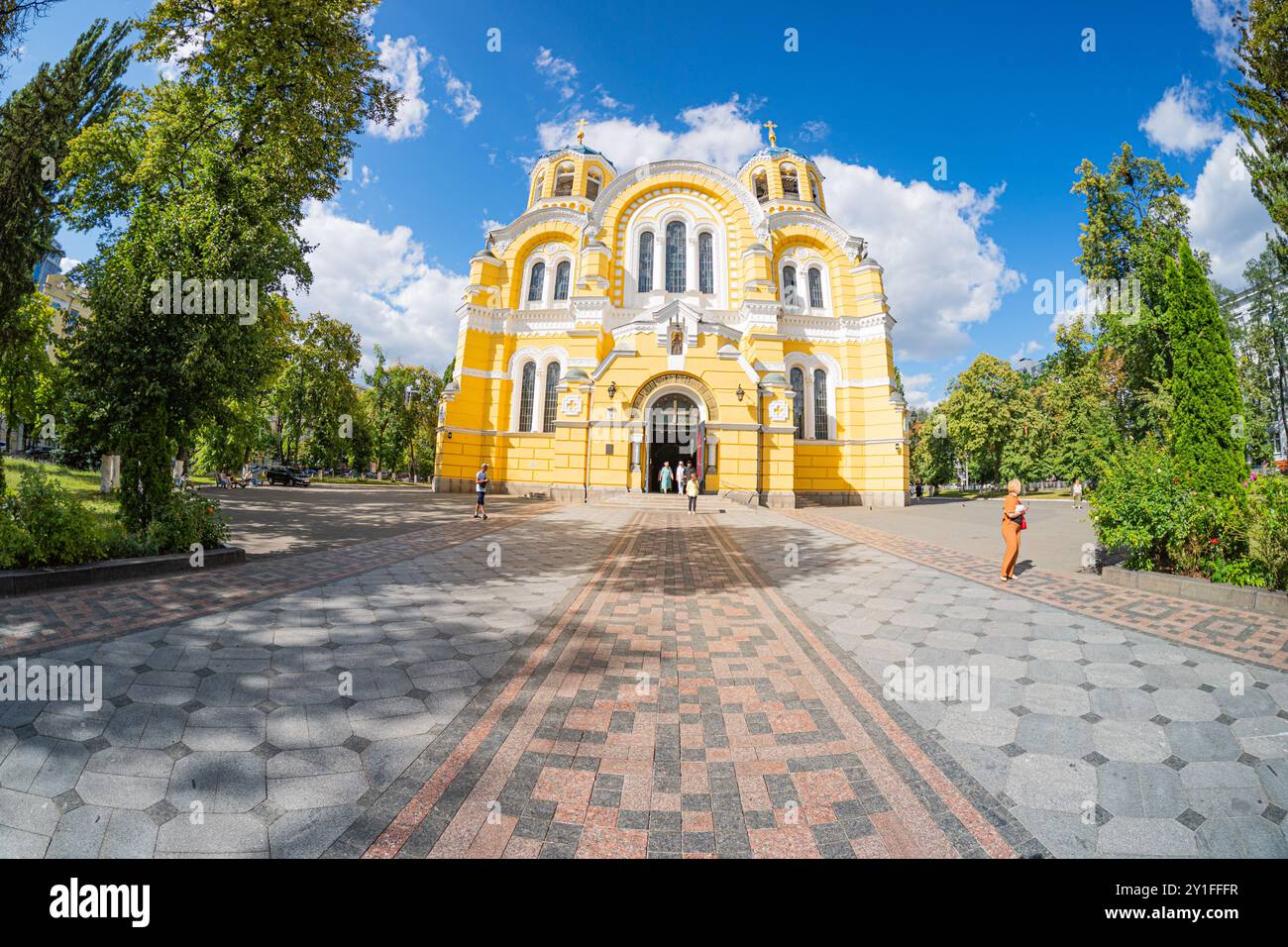 St Volodymyr's Cathedral facade is in the centre of Kiev. It is one of ...