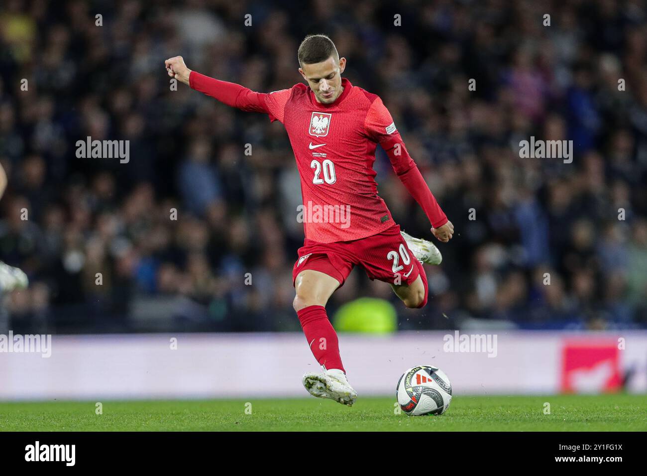 Sebastian Szymanski of Poland in action during the UEFA Nations League ...