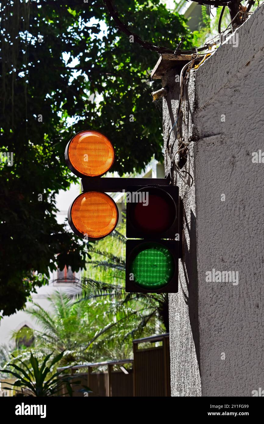Traffic lights at the entrance of cars in the condominium, Rio de ...