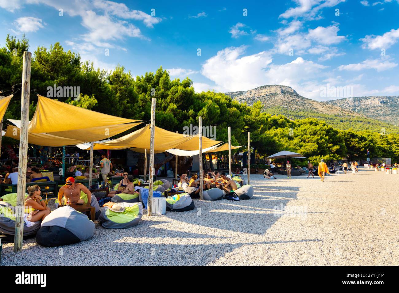 Auro Cocktail Bar at the Golden Horn Beach (Zlatni Rat) on the Adriatic Sea, Brac, Croatia Stock ...