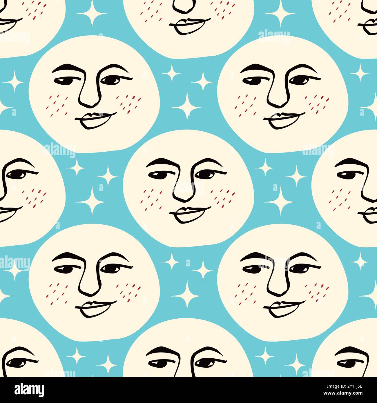 moon seamless background. Funny funkily pattern of Moon with smiling ...
