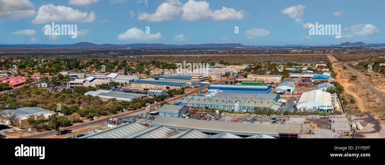 aerial view Phakalane industrial and commercial area in Gaborone ...