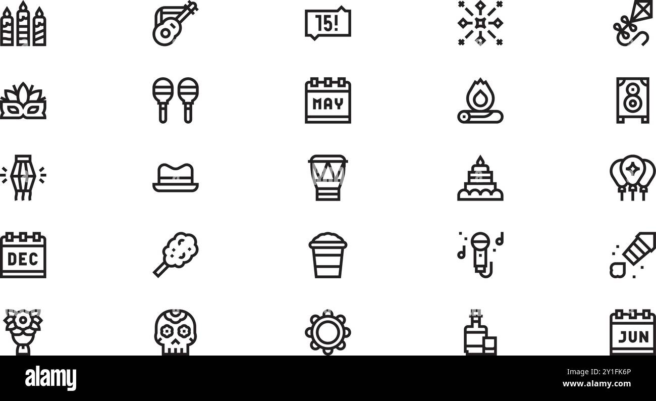 Latin celebrations icons High-Quality Vector Icons Collection with ...