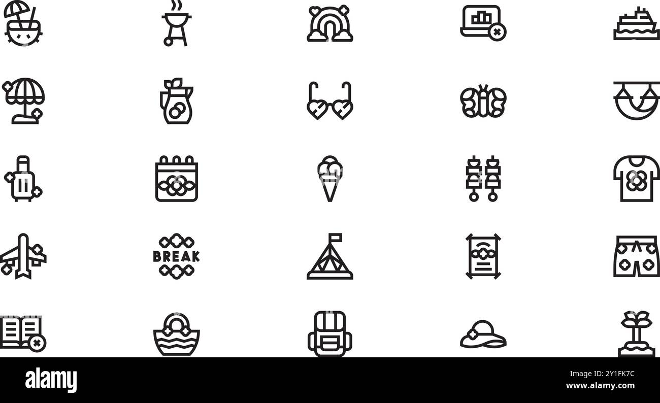 Spring break icons High-Quality Vector Icons Collection with Editable ...