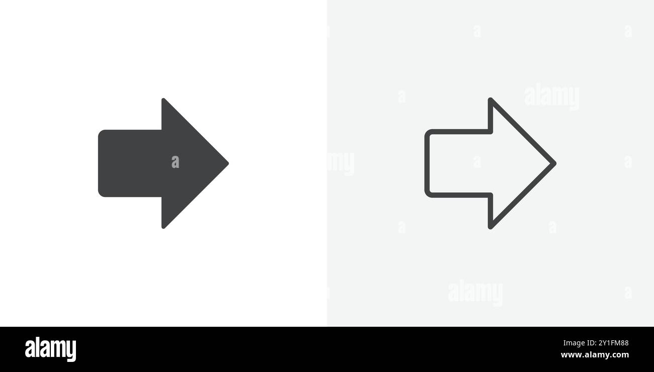 Arrow icon Flat outline Collection in Black and white background Stock ...
