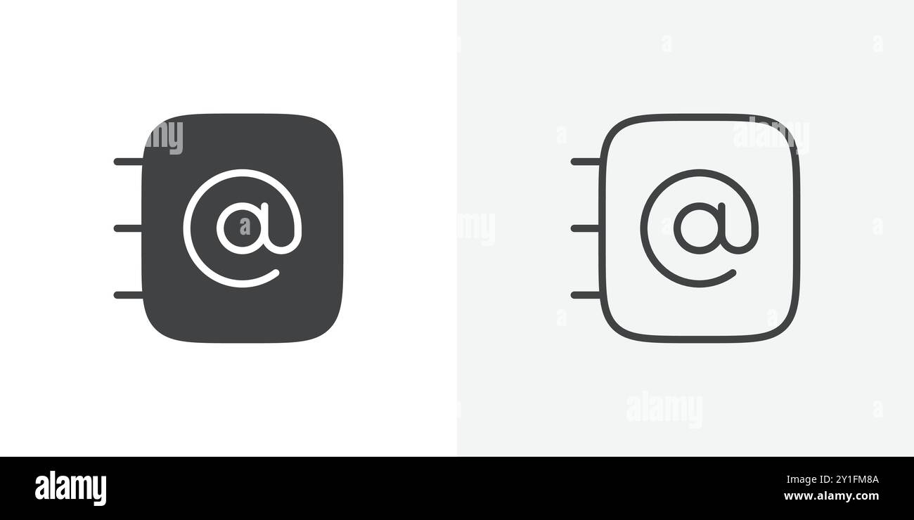 Address icon Flat outline Collection in Black and white background ...
