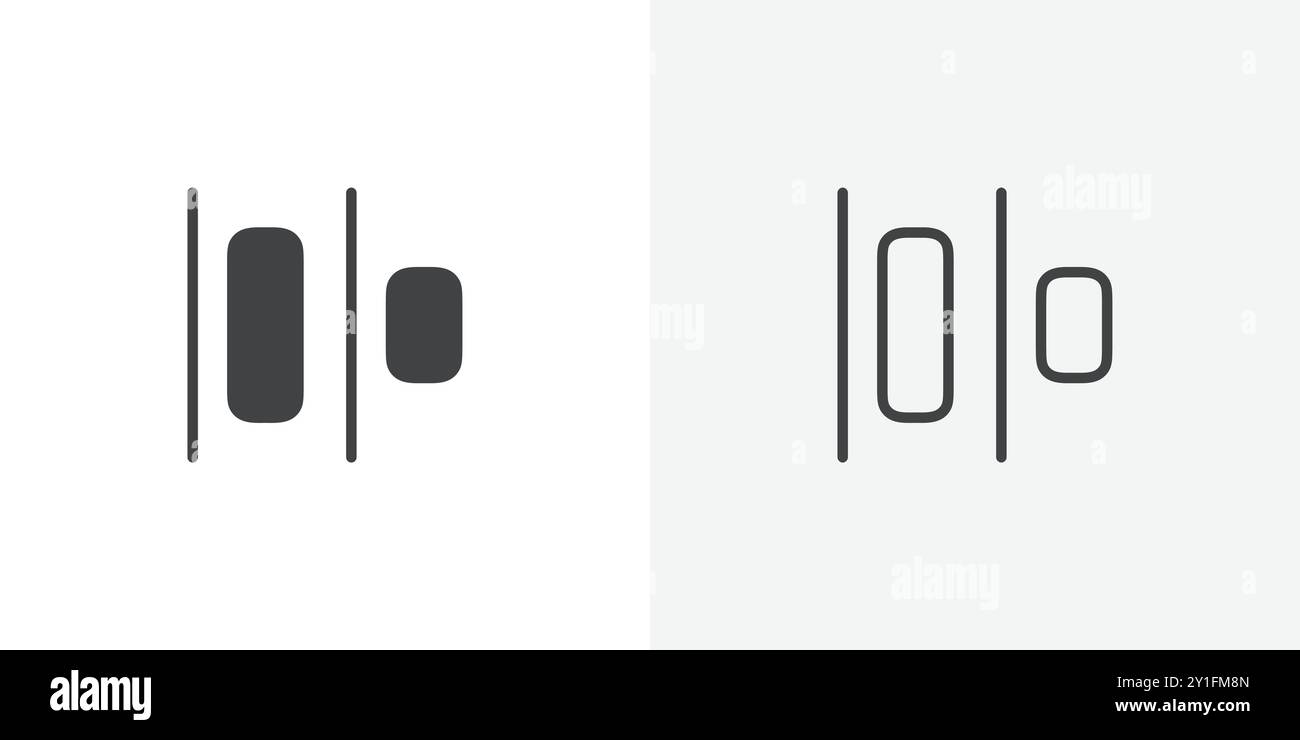 Align icon Flat outline Collection in Black and white background Stock ...
