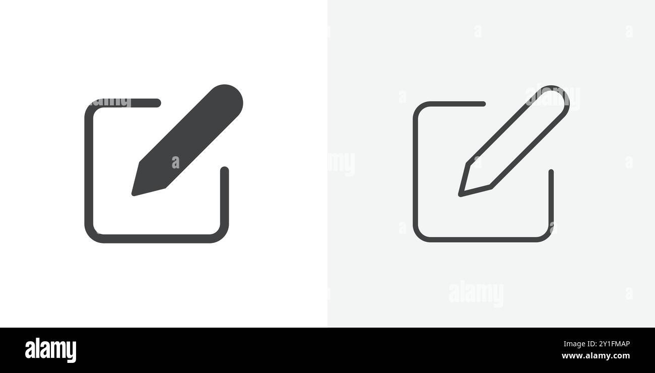 Edit icon Flat outline Collection in Black and white background Stock ...