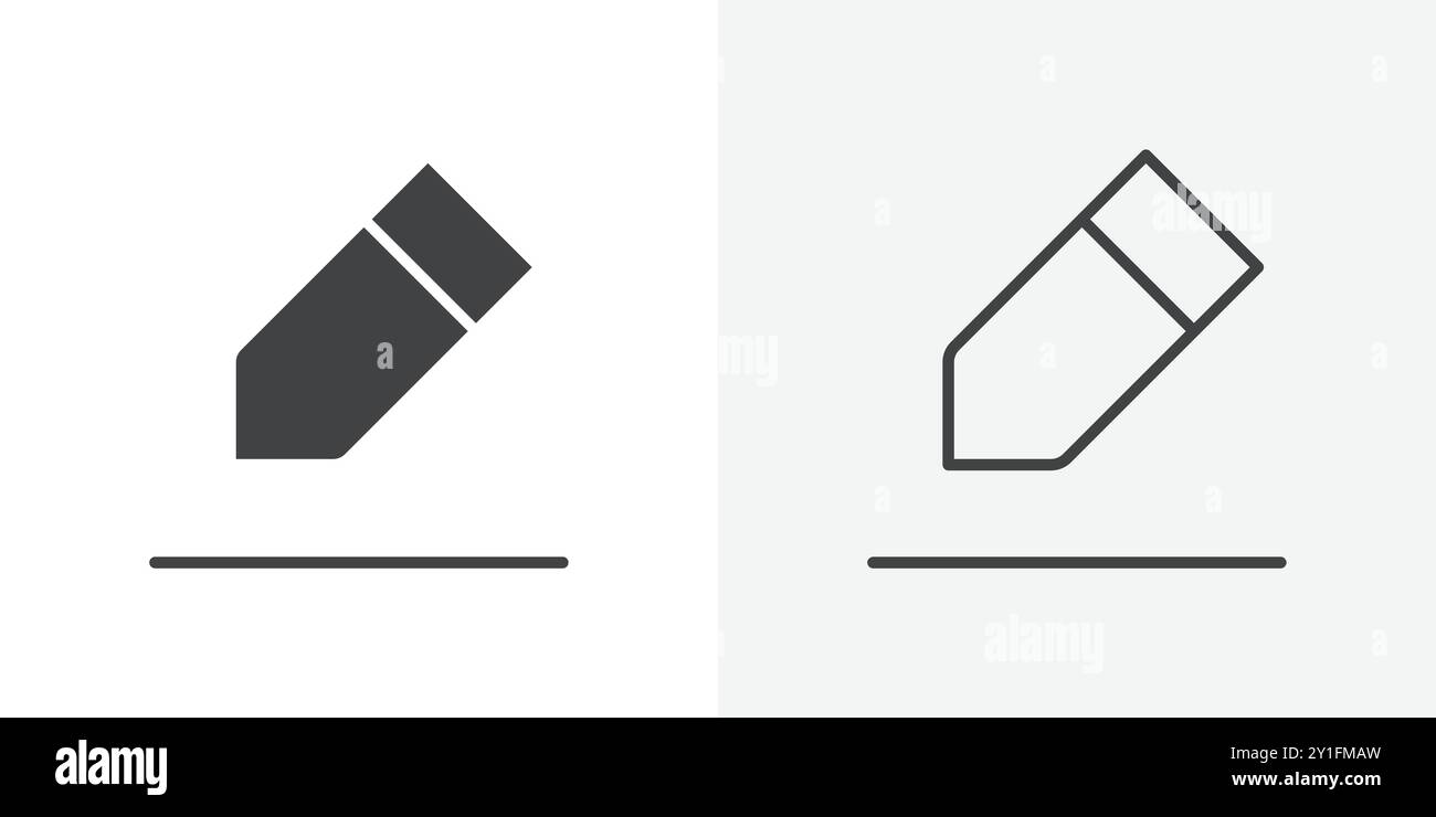 Edit icon Flat outline Collection in Black and white background Stock ...