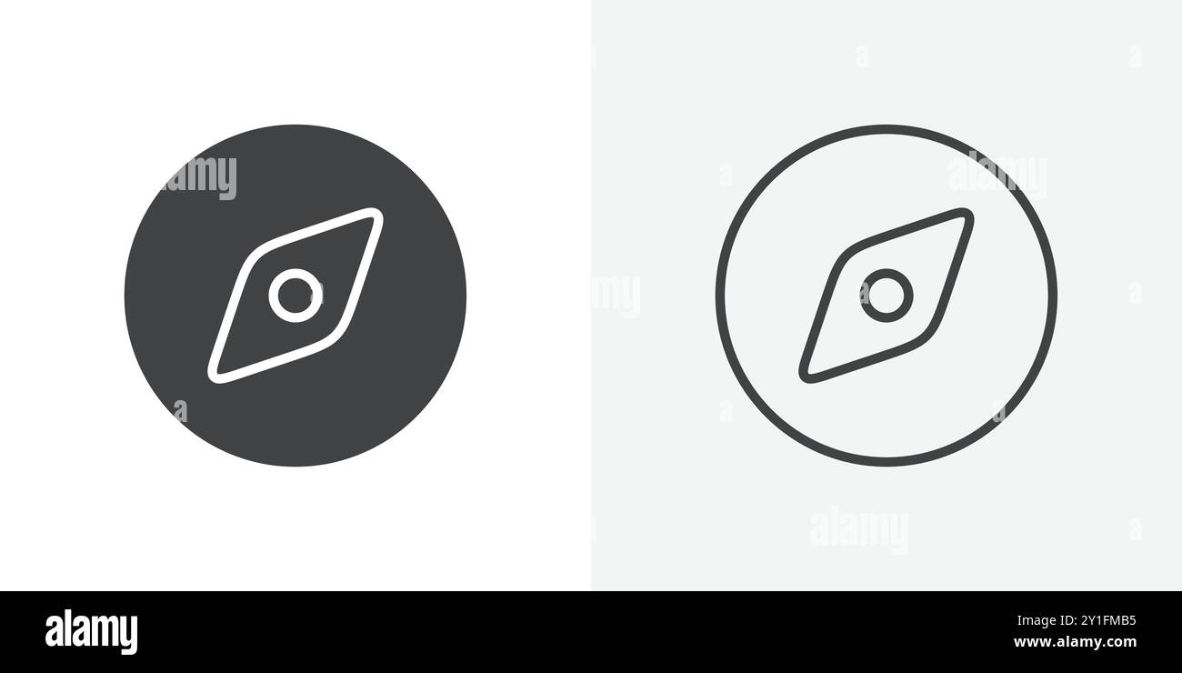 Compass icon Flat outline Collection in Black and white background ...