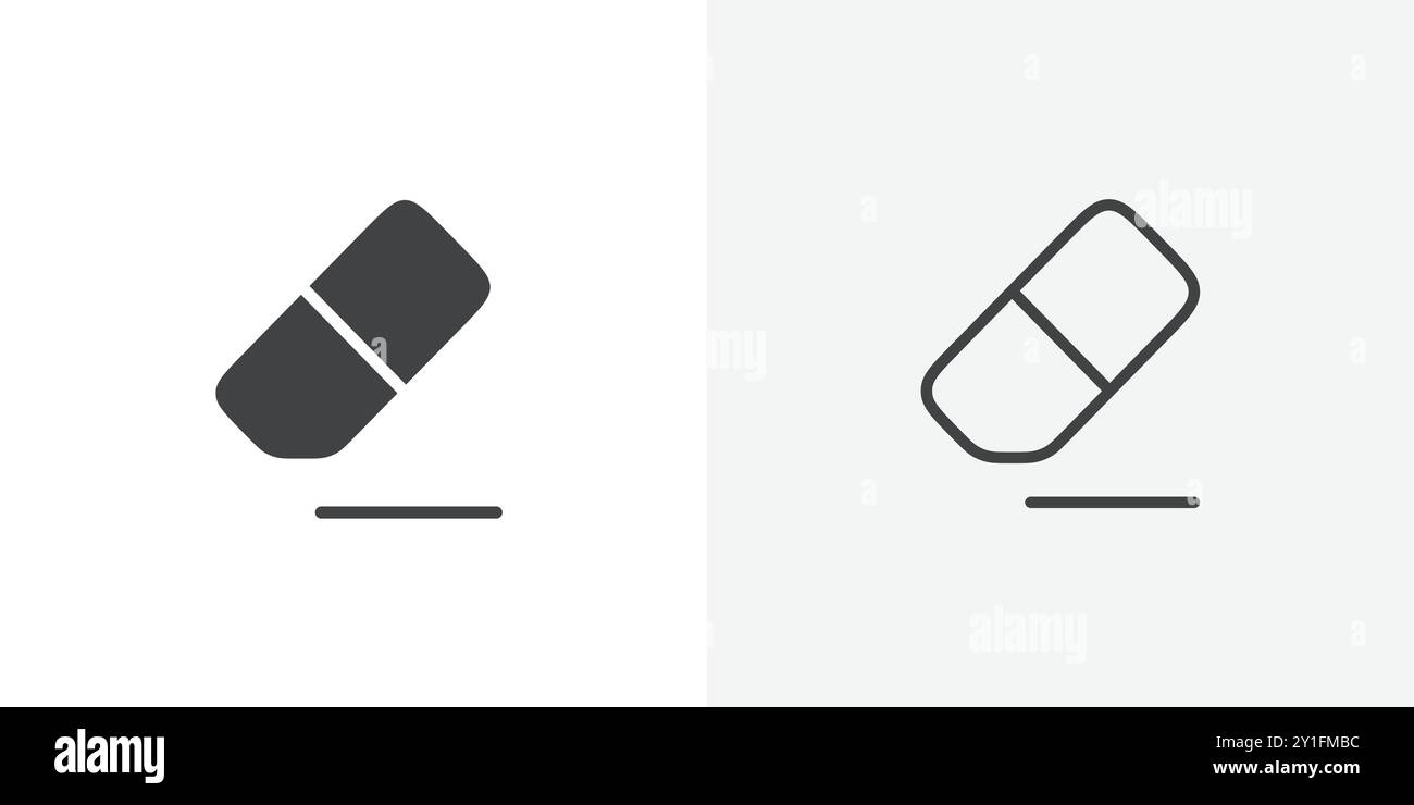Erase icon Flat outline Collection in Black and white background Stock Vector Image & Art - Alamy
