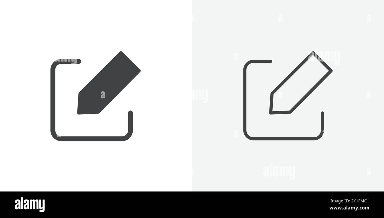 Edit icon Flat outline Collection in Black and white background Stock ...