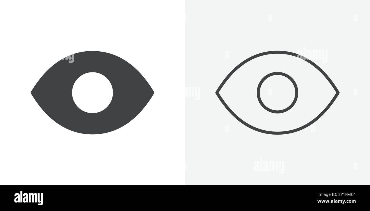 Eye icon Flat outline Collection in Black and white background Stock ...