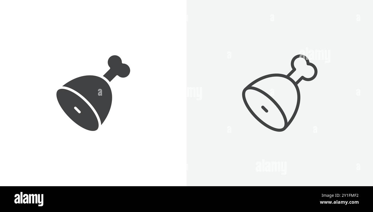 Meat icon Flat outline Collection in Black and white background Stock ...