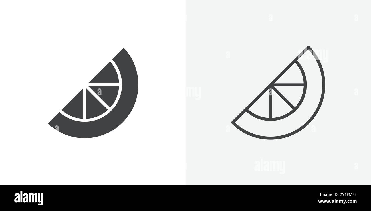 Lemon icon Flat outline Collection in Black and white background Stock ...