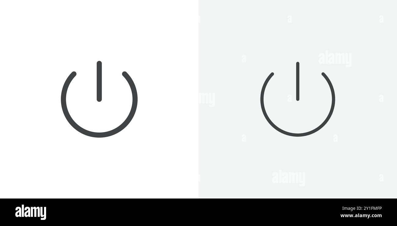 Power icon Flat outline Collection in Black and white background Stock ...