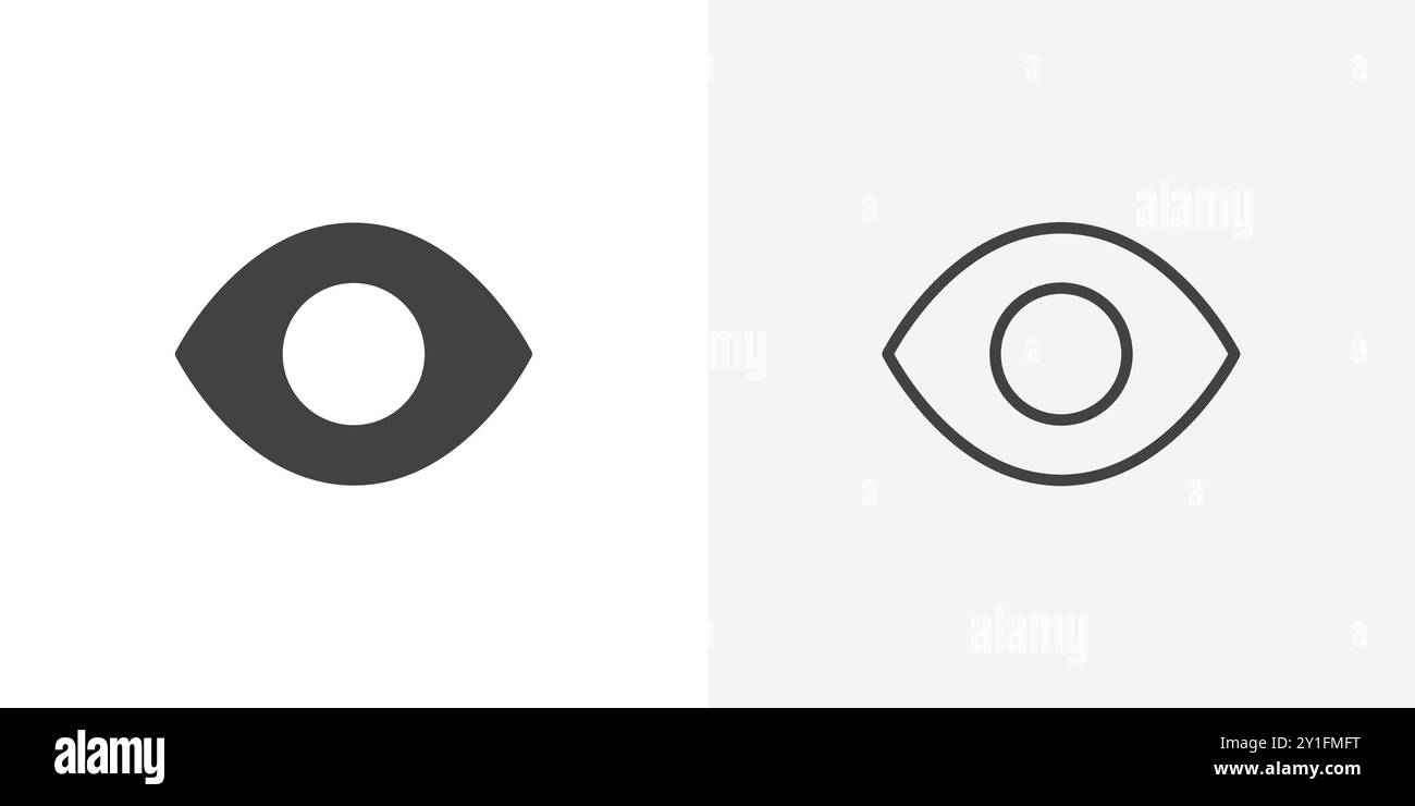 Eye icon Flat outline Collection in Black and white background Stock ...