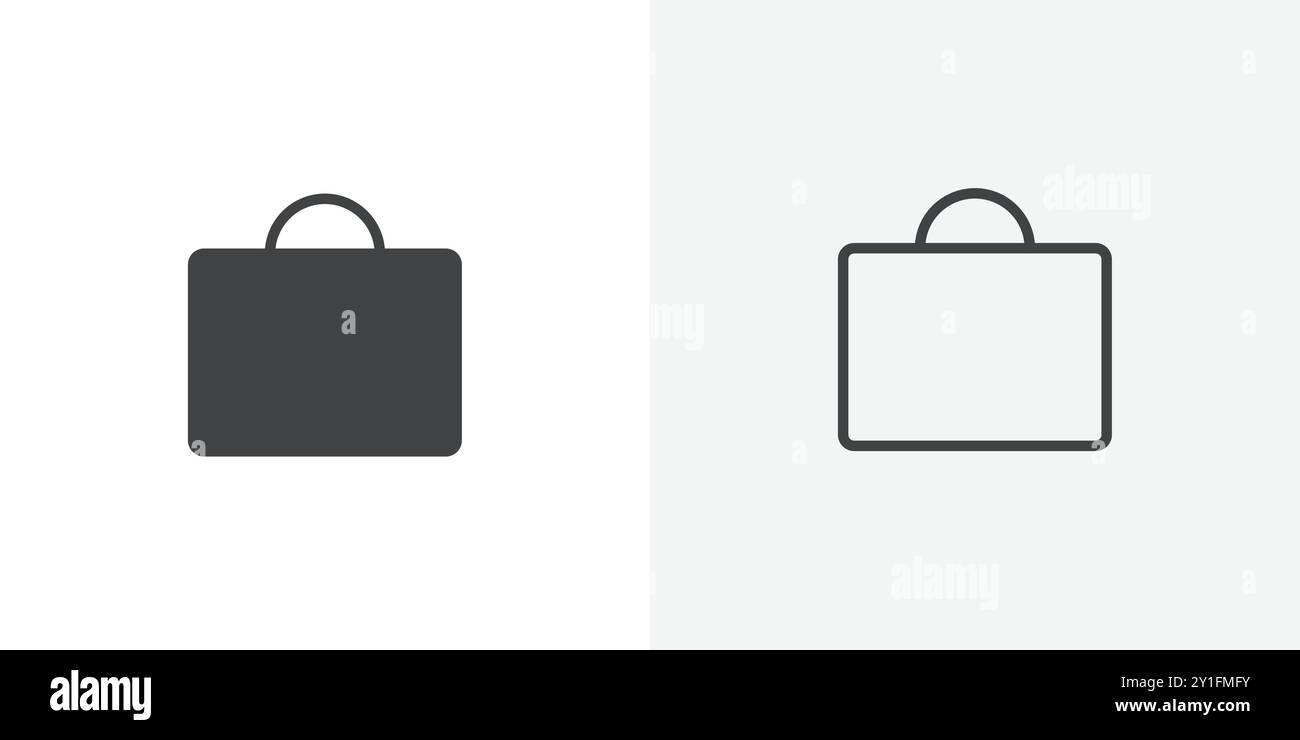 Shopping bag icon Flat outline Collection in Black and white background ...