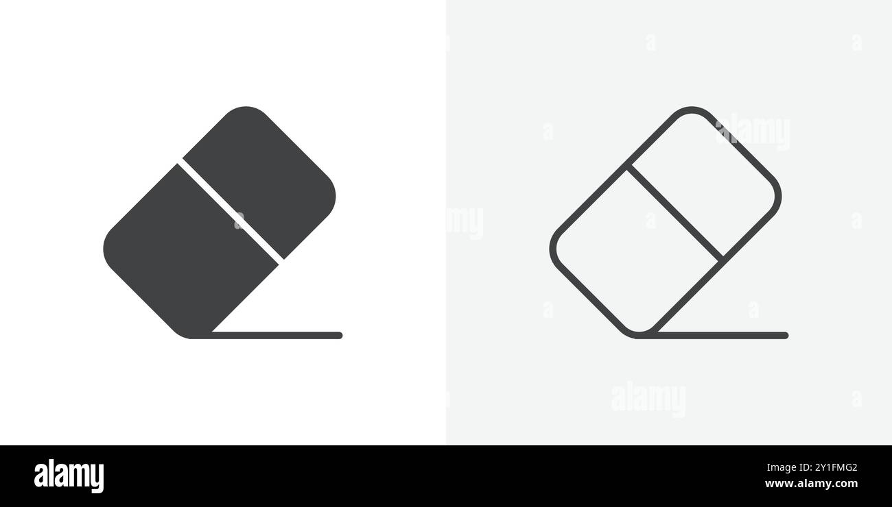 Eraser icon Flat outline Collection in Black and white background Stock ...