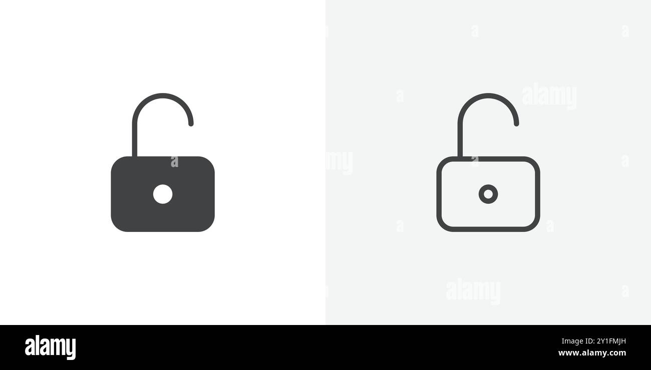 Lock icon Flat outline Collection in Black and white background Stock ...