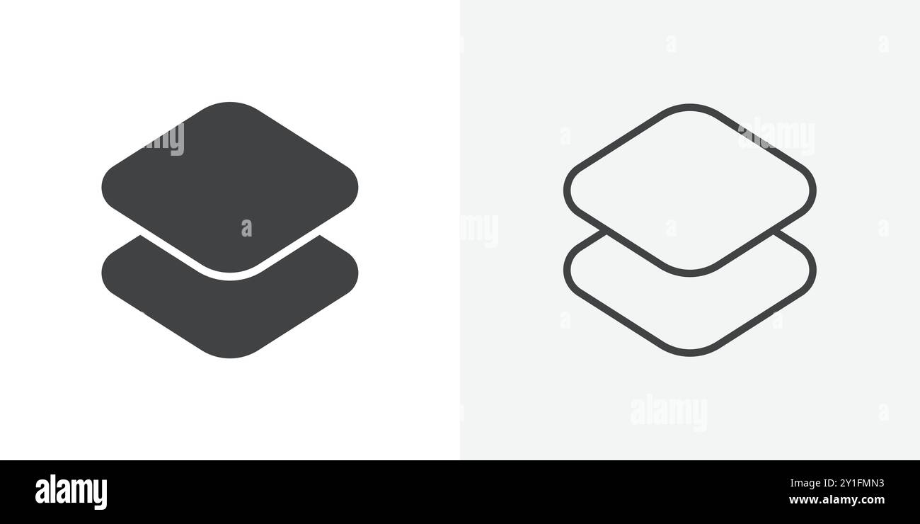 Layer icon Flat outline Collection in Black and white background Stock ...