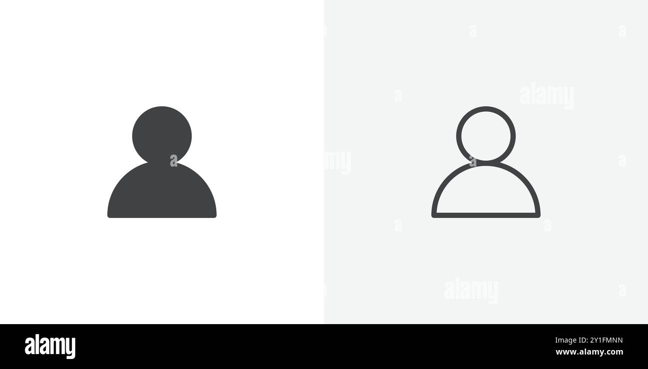 User icon Flat outline Collection in Black and white background Stock ...