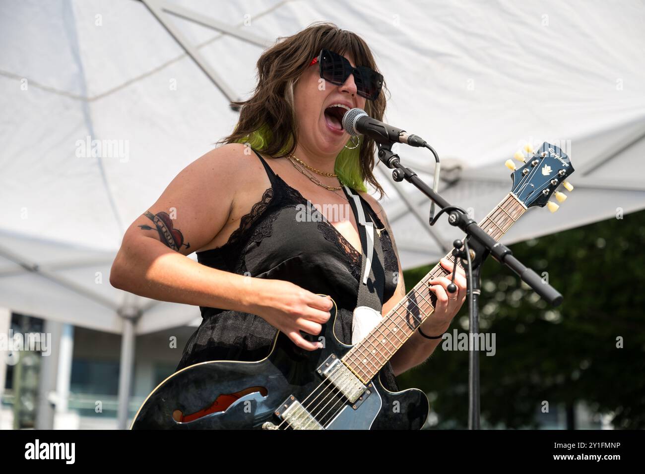 Seattle, USA. 6th Sep, 2024. Linda From Work performing in Westlake ...