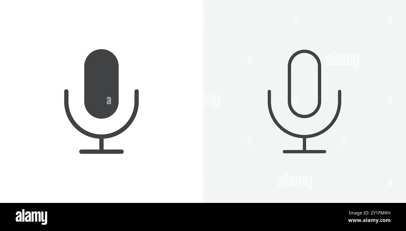 Microphone icon Flat outline Collection in Black and white background ...