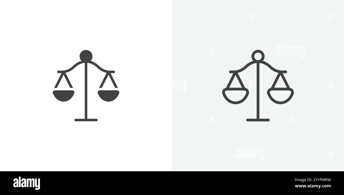 Scale icon Flat outline Collection in Black and white background Stock ...