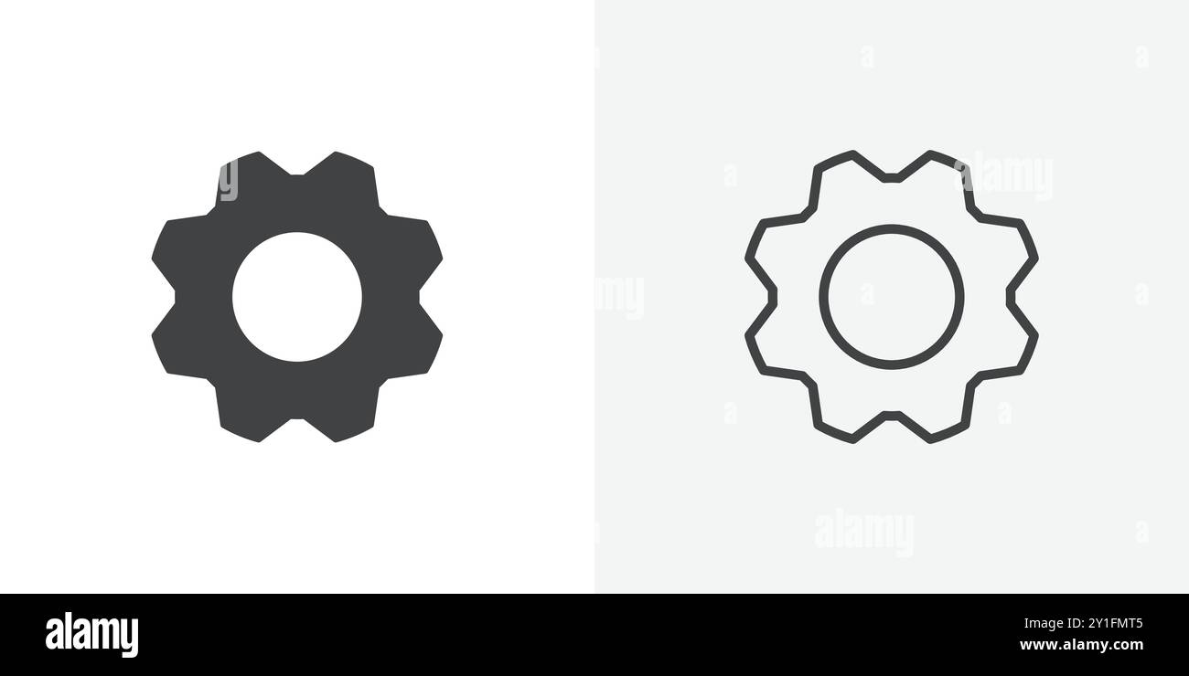Settings icon Flat outline Collection in Black and white background ...