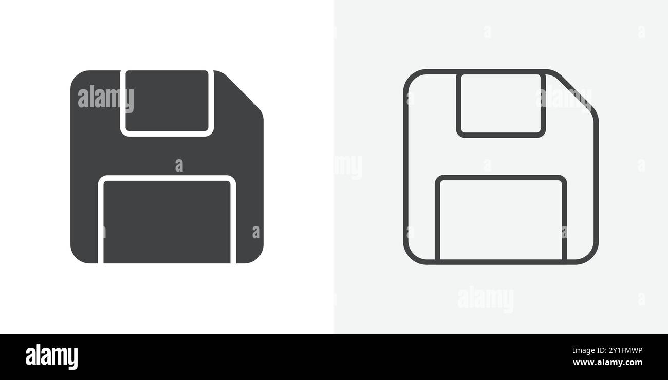 Floppy disk Flat outline Collection in Black and white background Stock ...