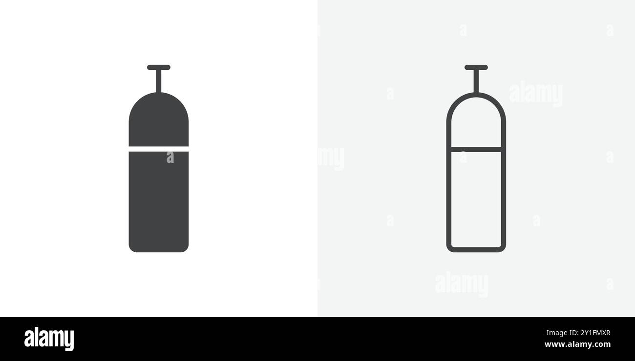 Gas cylinder icon Flat outline Collection in Black and white background ...